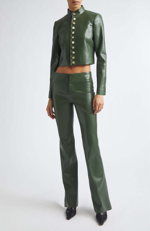 ALICE + OLIVIA Alice + Olivia Emerson Faux Leather Cropped Jacket with Crest Buttons